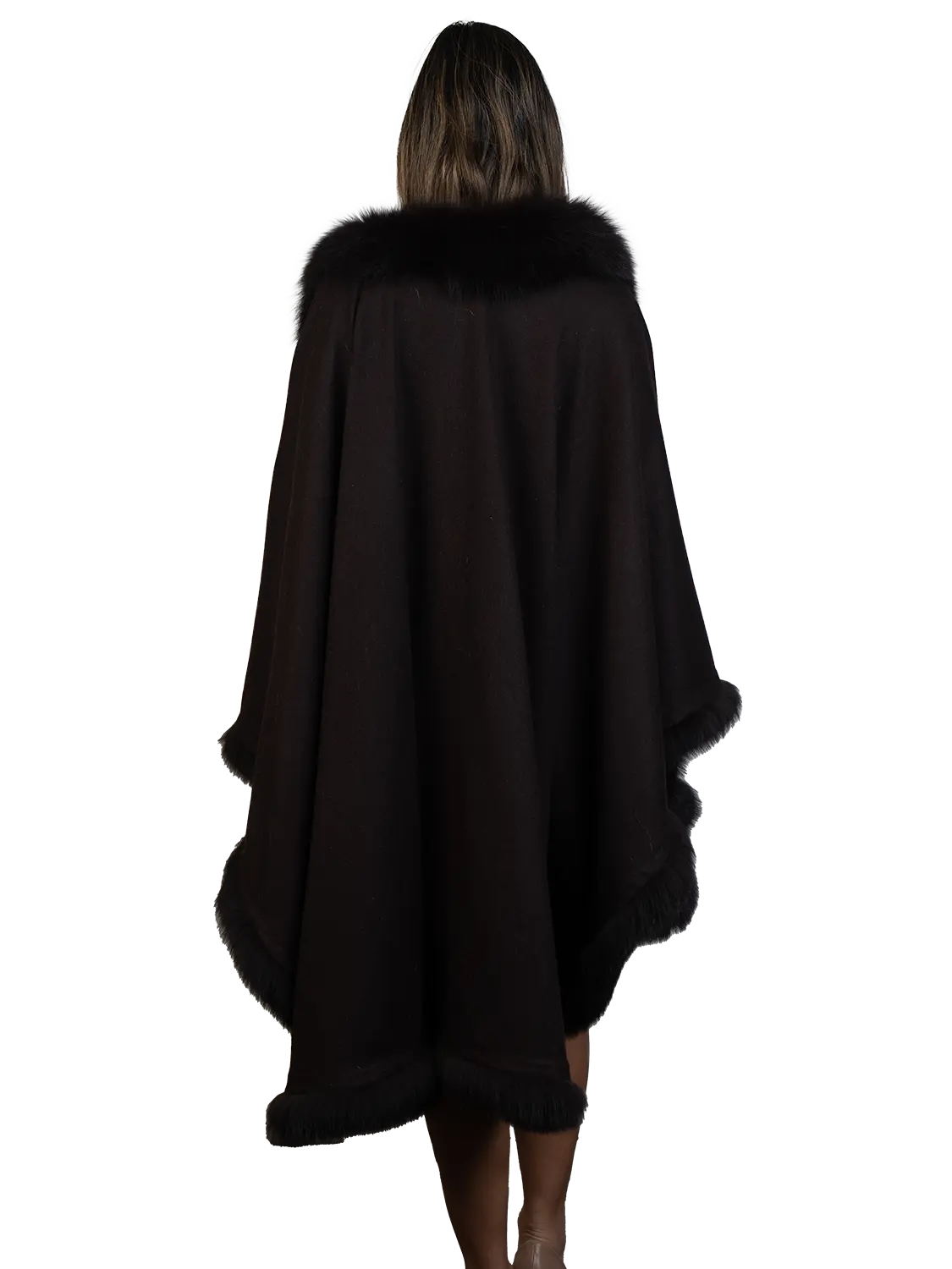 100% Cashmere Cape with Fox Trim - LaBelle Since 1919