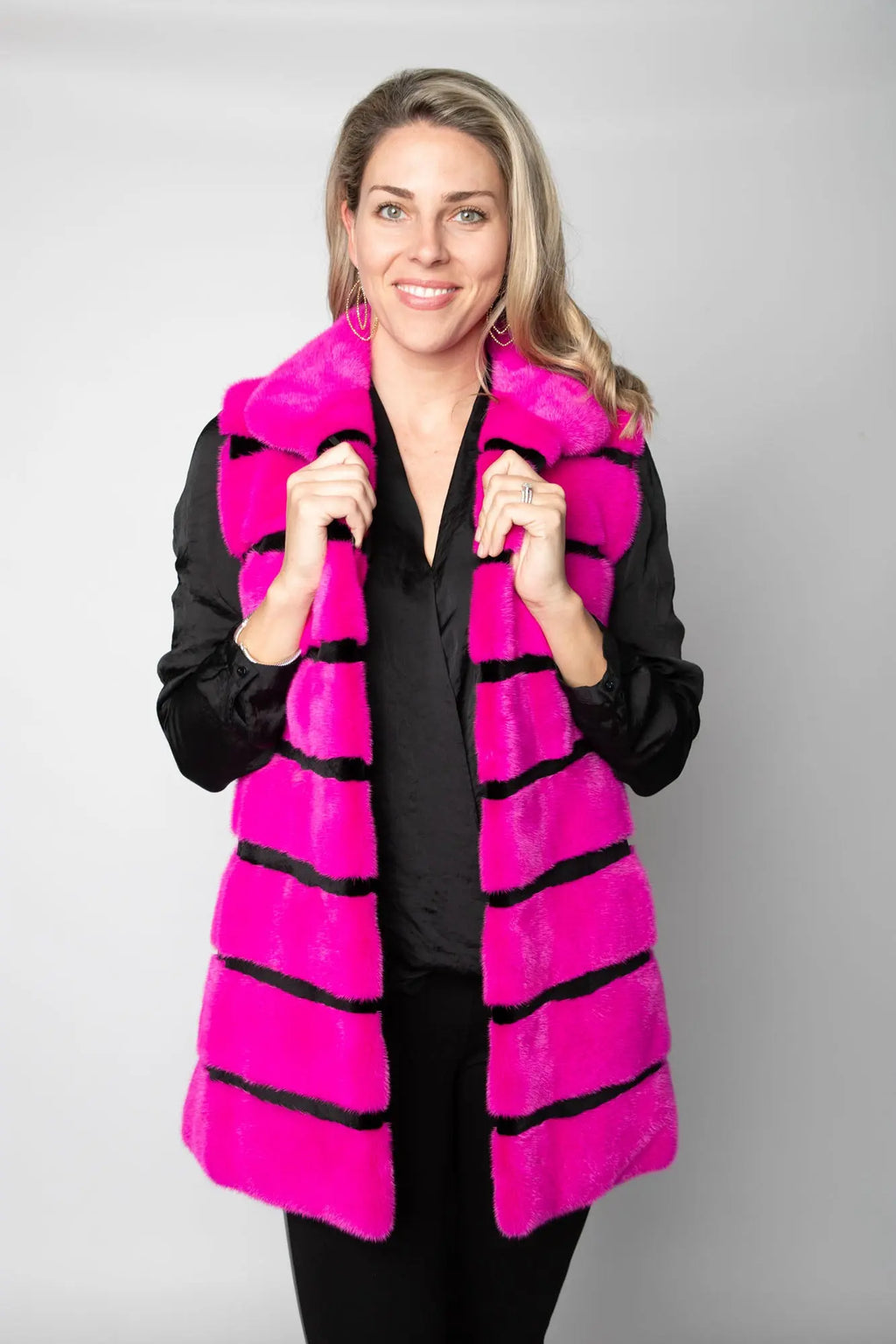 Neon Pink Horizontal Mink Vest – LaBelle Since 1919