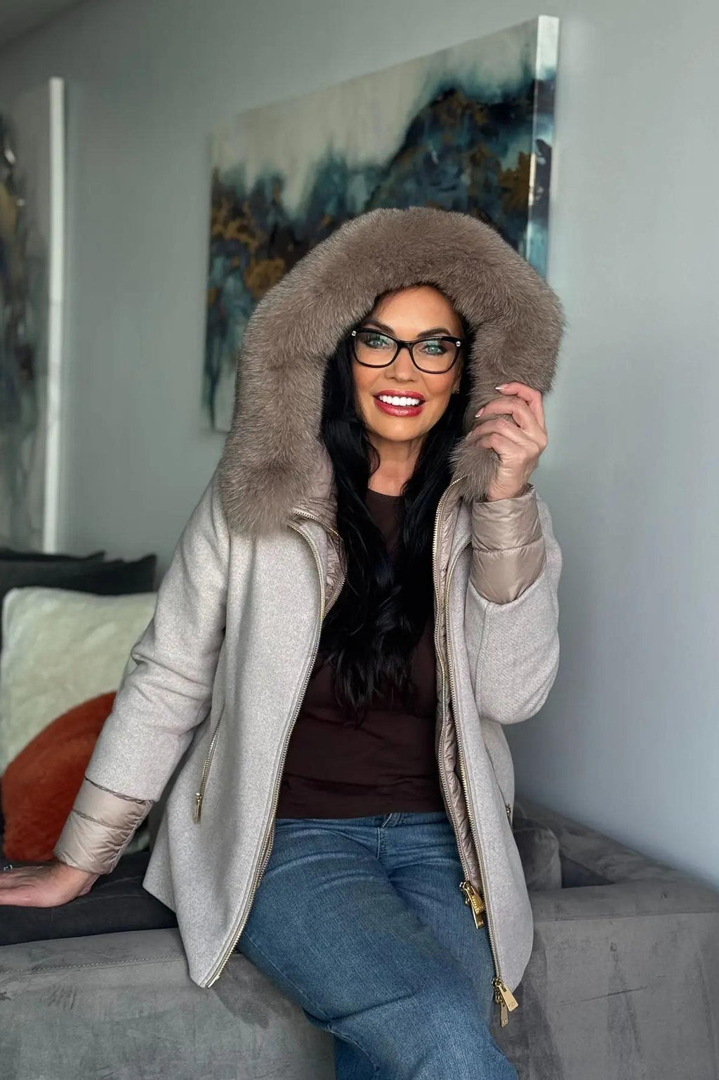 Coffee Parka Jacket with Hood and Fox Trim – LaBelle Since 1919